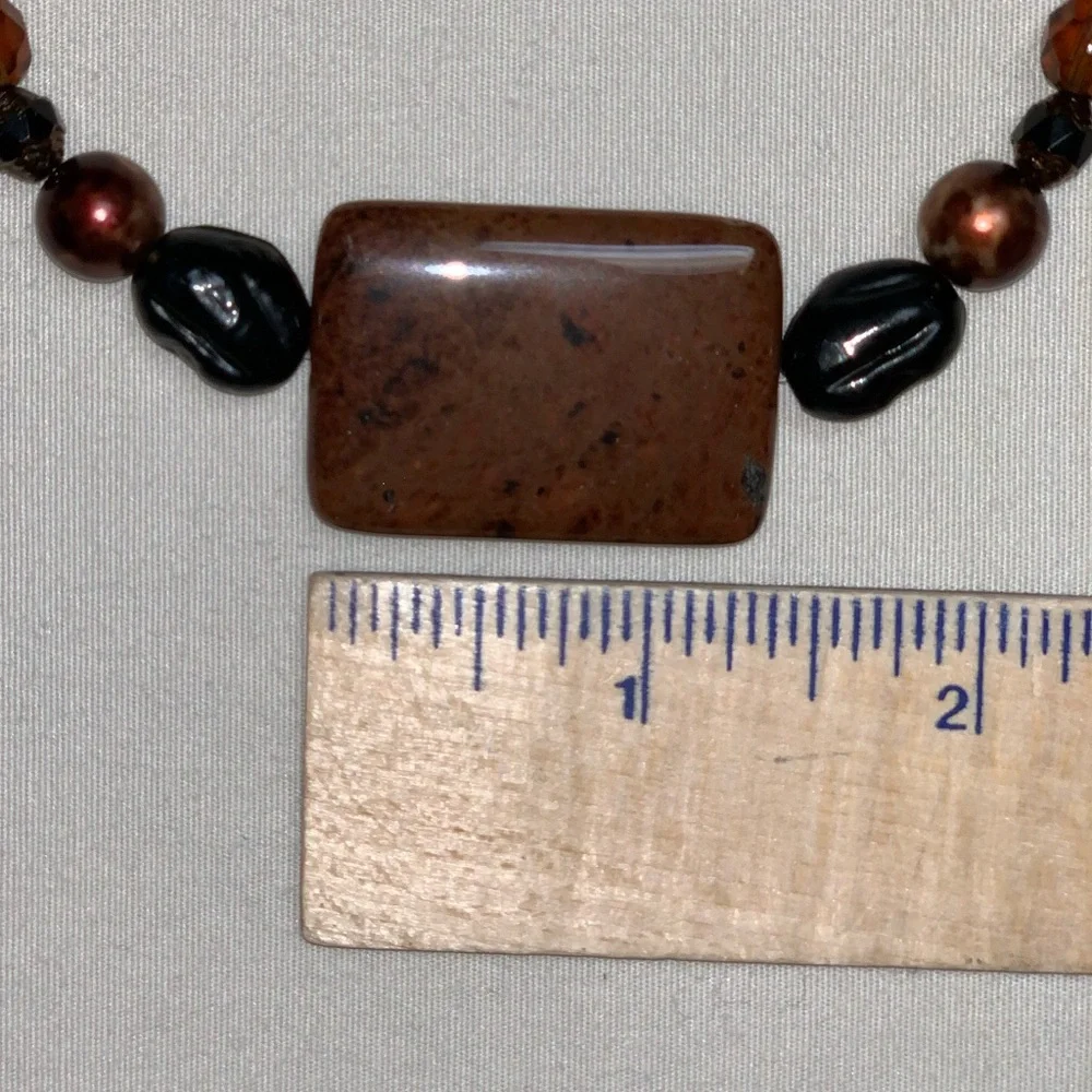 Jewelry | Unique Stone Bead Necklace Brown Marbled Fashion Statement ...